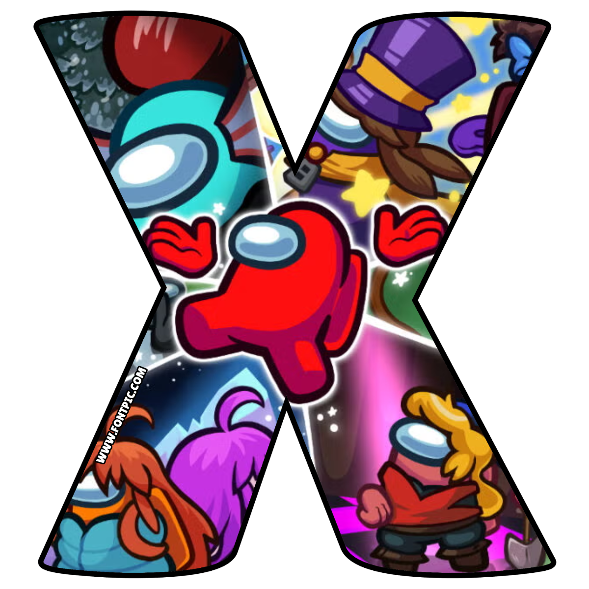 Among Us Letter X - FontPic.com