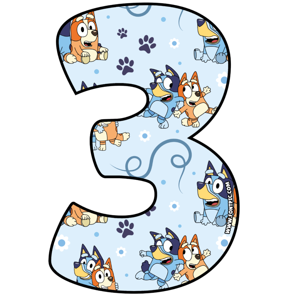 Bluey Number 3 - FontPic.com