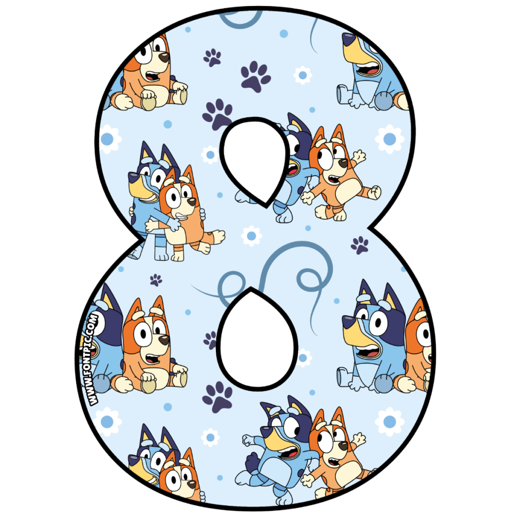 Bluey Number 8 - FontPic.com