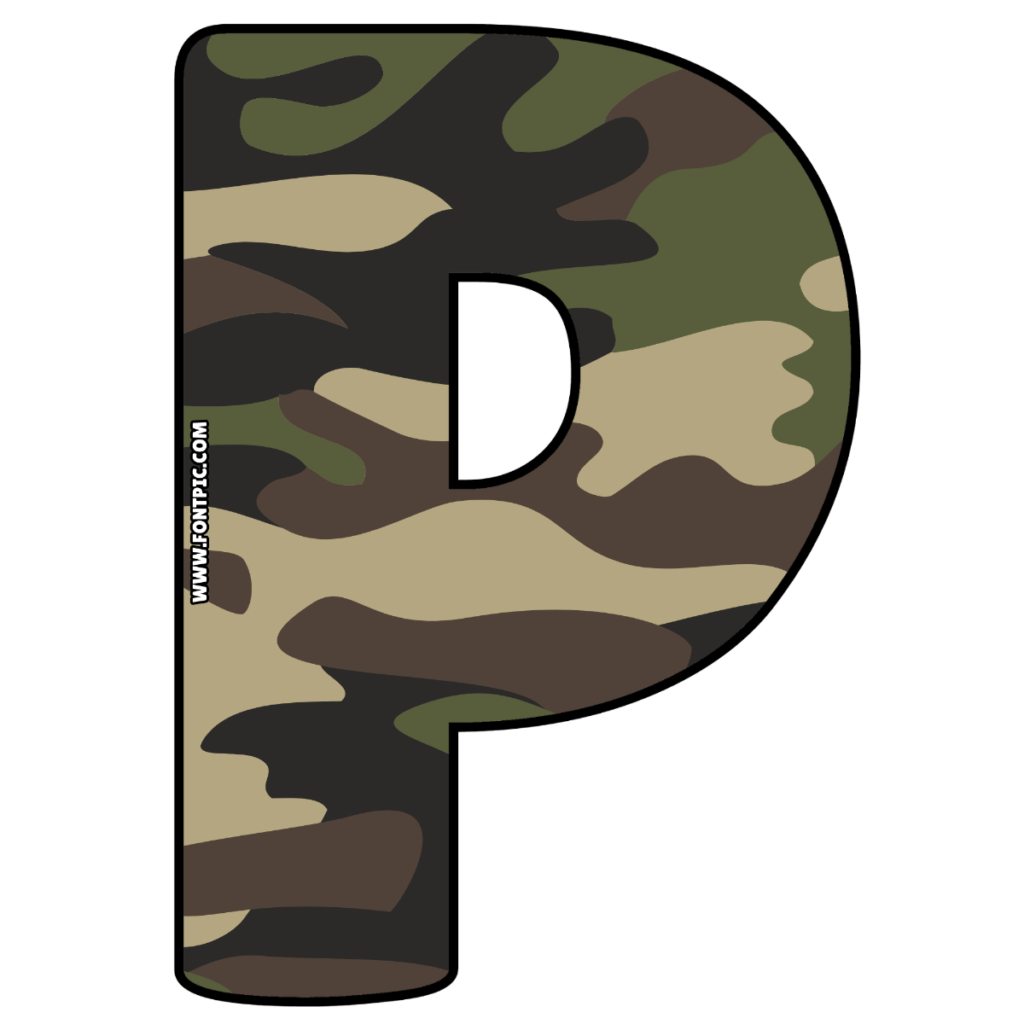 Camouflage Green Letter P - FontPic.com