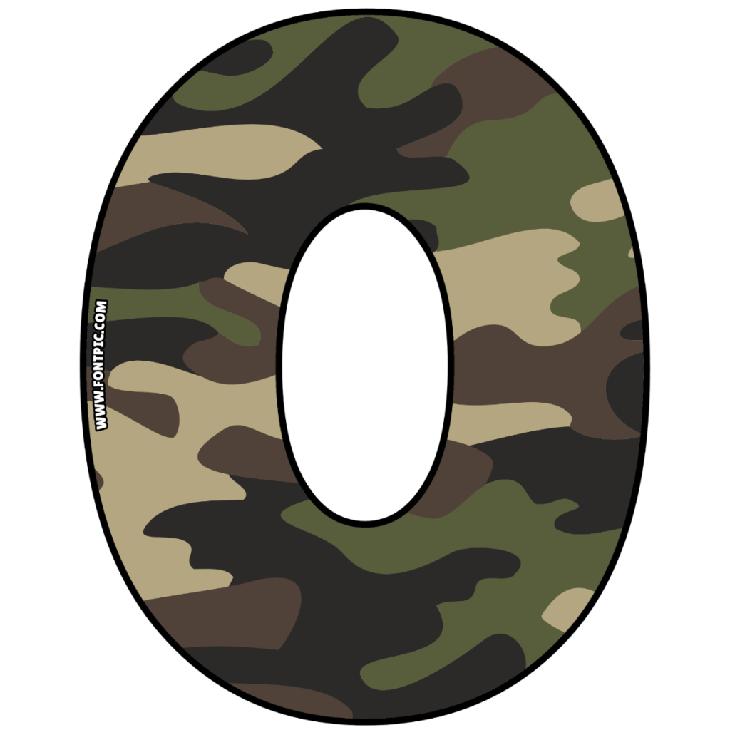 Camouflage Green Number 0 - FontPic.com