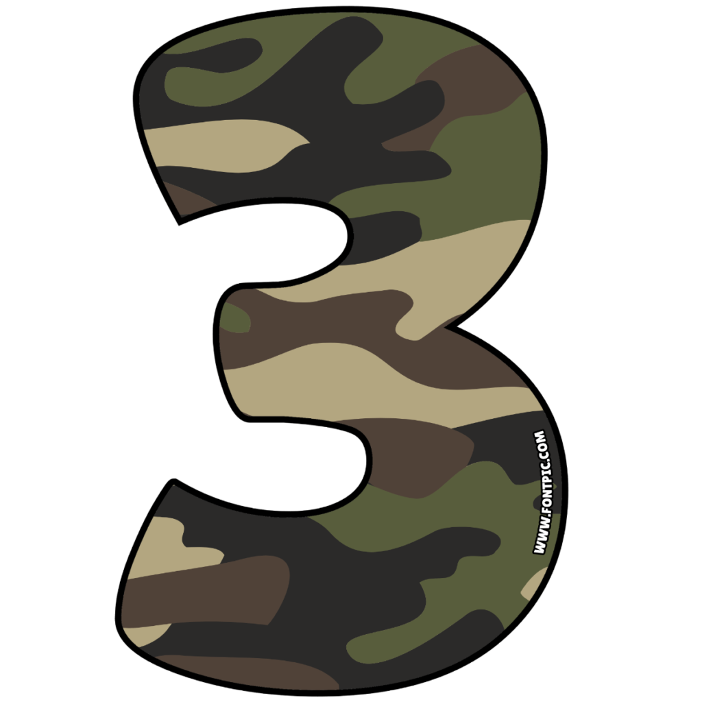 Camouflage Green Number 3 - FontPic.com