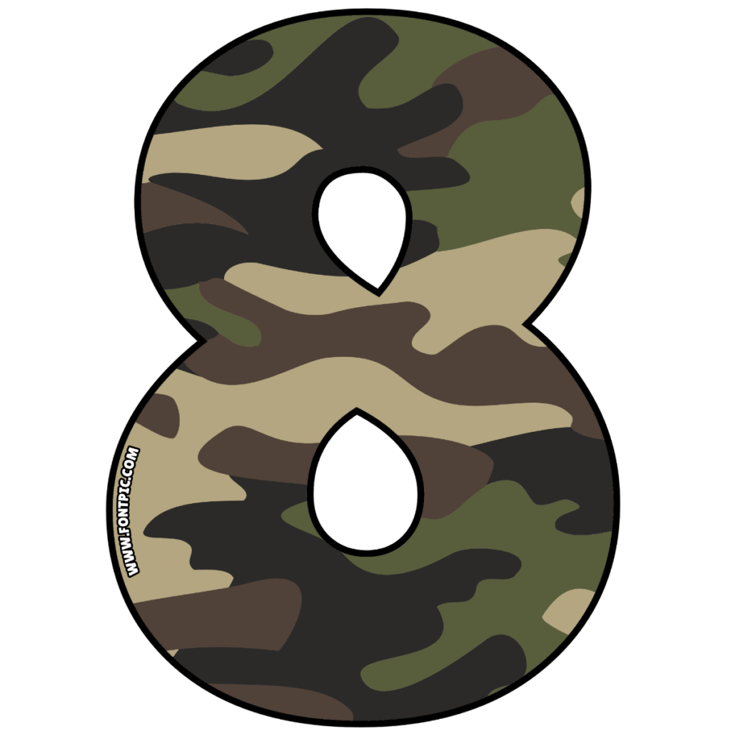 Camouflage Green Number 8 - FontPic.com