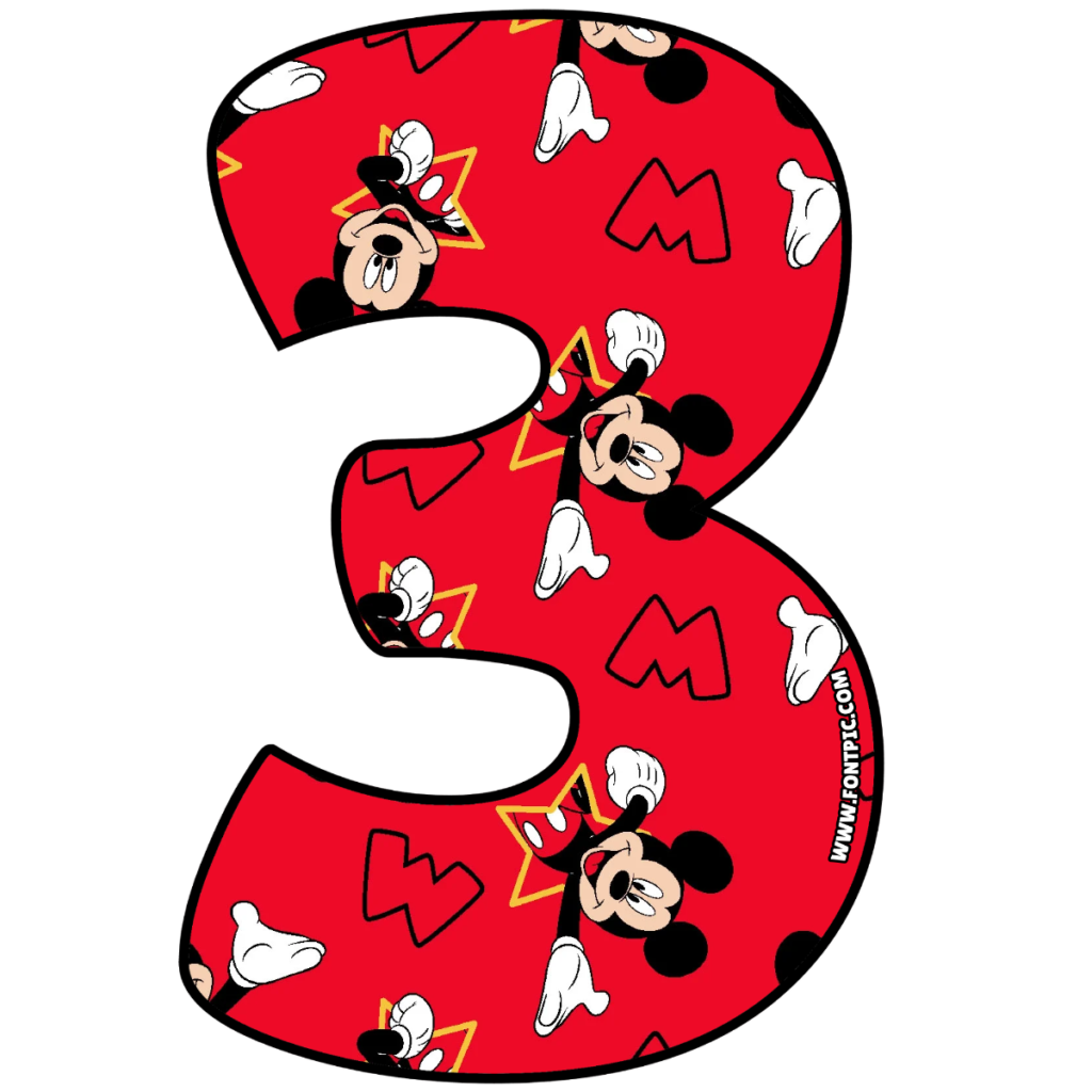 Mickey Mouse Number 3 - FontPic.com