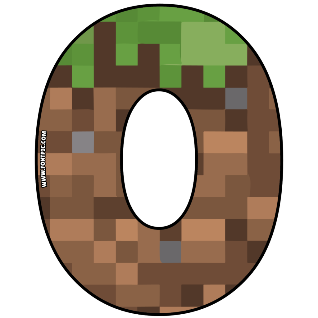 Minecraft Number 0 - FontPic.com