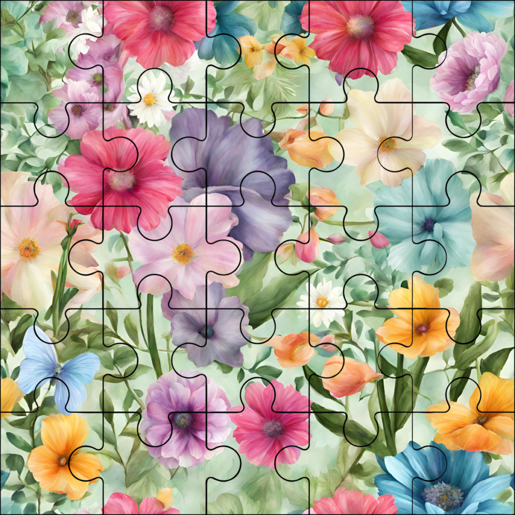 Spring Flowers Puzzle - FontPic.com