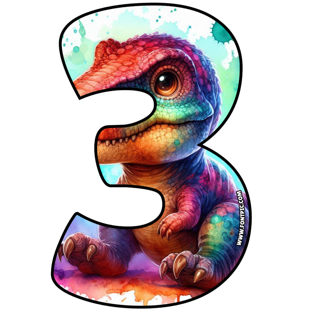 T-Rex Dinosaur Number 3 - FontPic.com