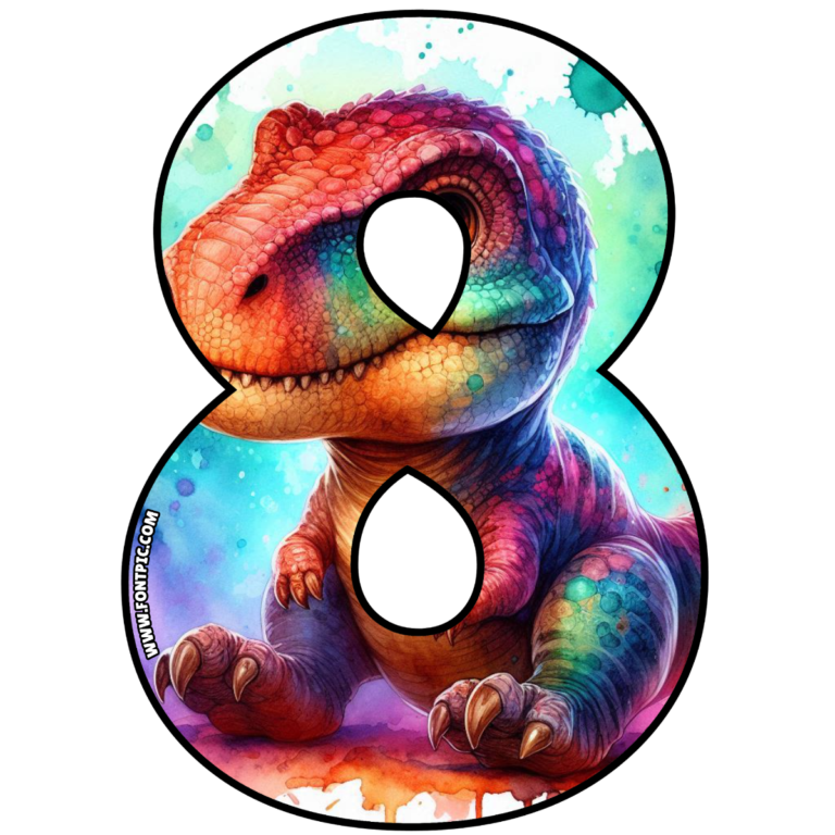 T-Rex Dinosaur Number 8 - FontPic.com