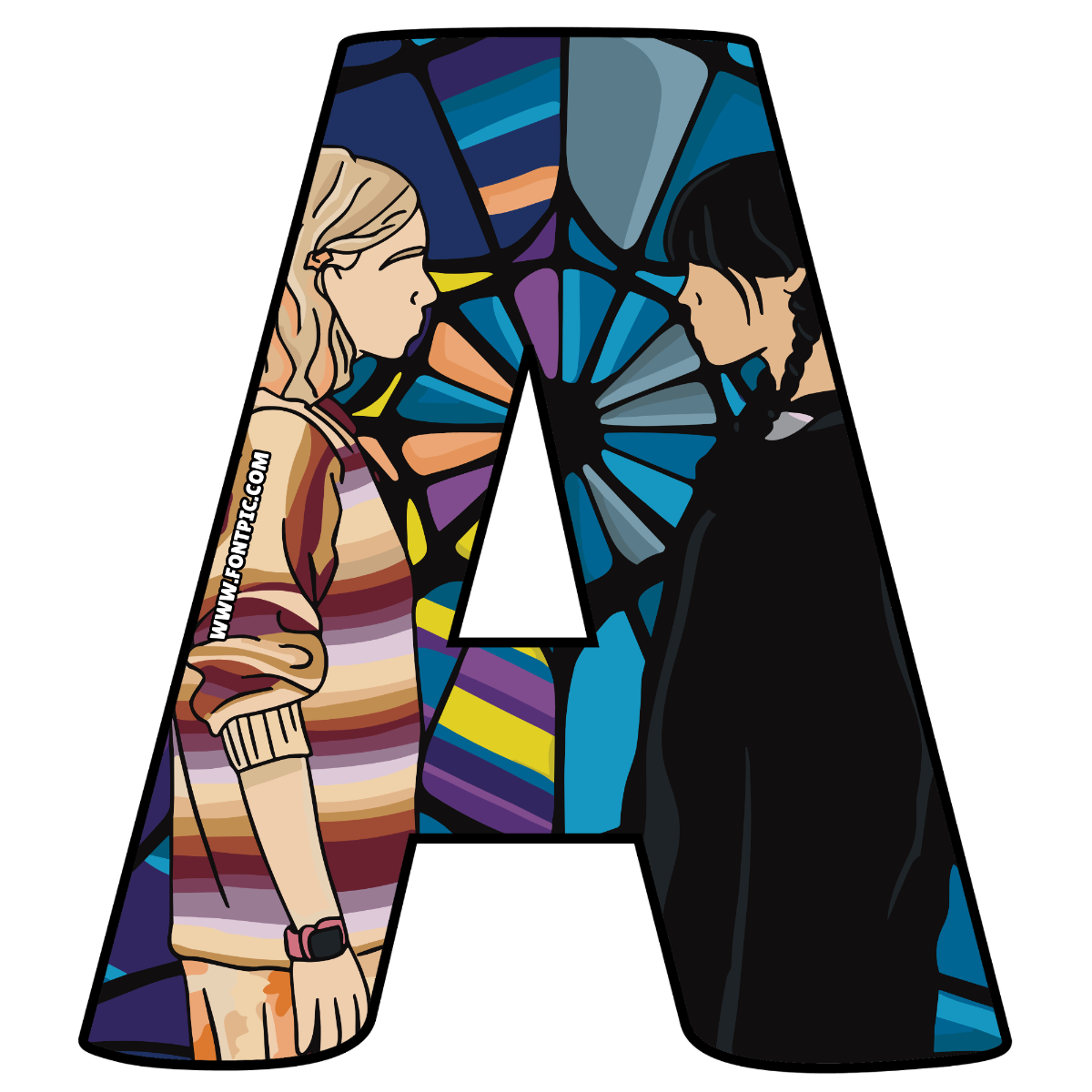 Wednesday Addams Letter A - FontPic.com