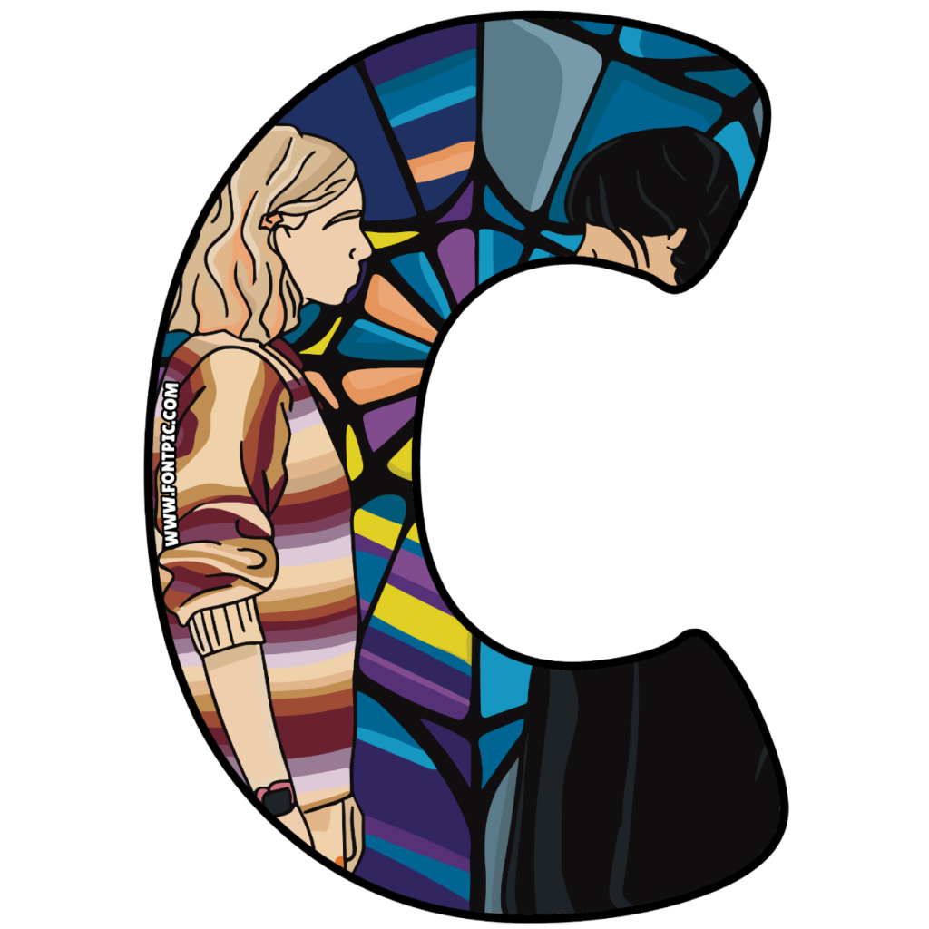 Wednesday Addams Letter C - FontPic.com