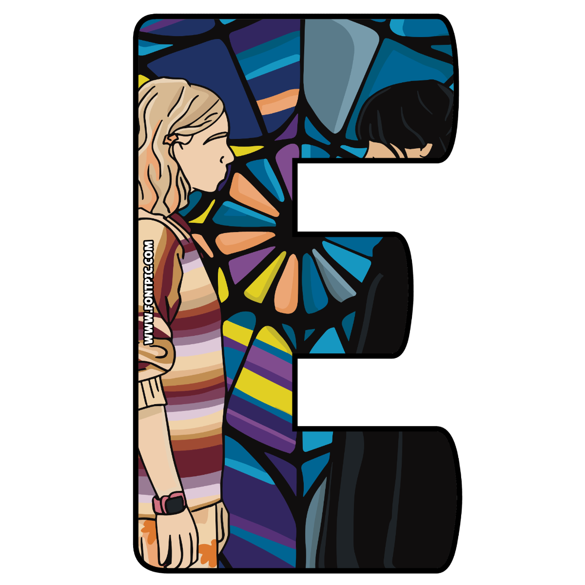 Wednesday Addams Letter E - FontPic.com