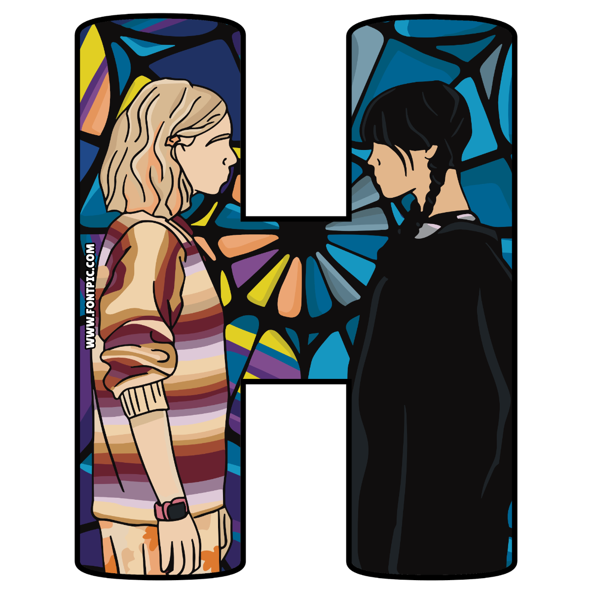 Wednesday Addams Letter H - FontPic.com