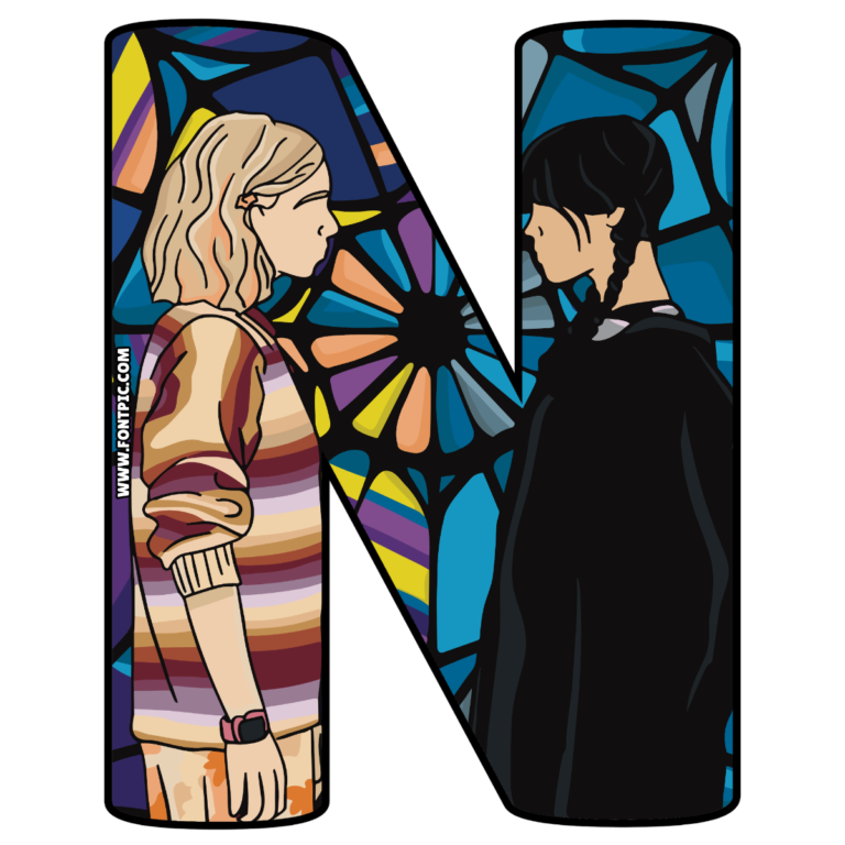 Wednesday Addams Letter N - FontPic.com