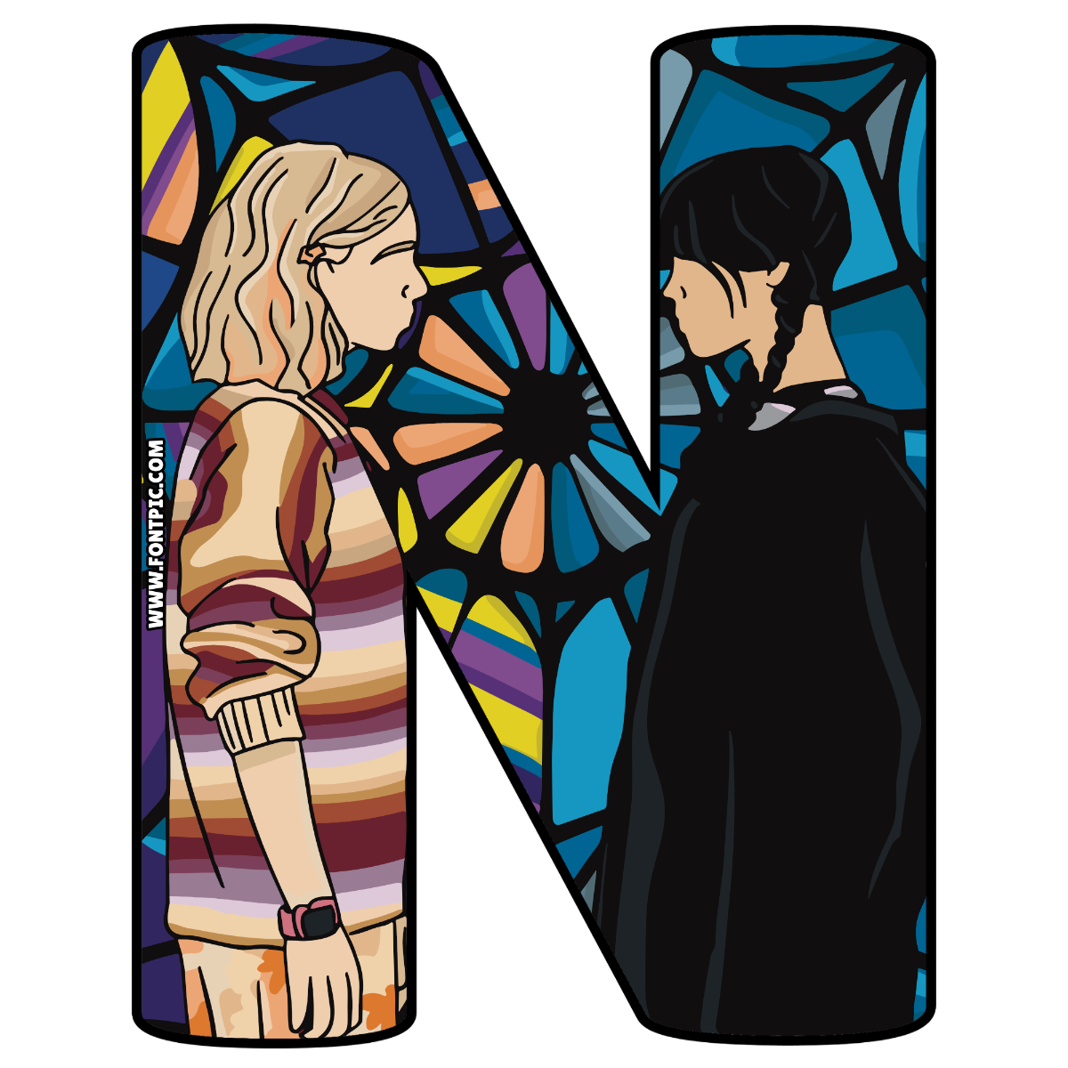 Wednesday Addams Letter N - FontPic.com