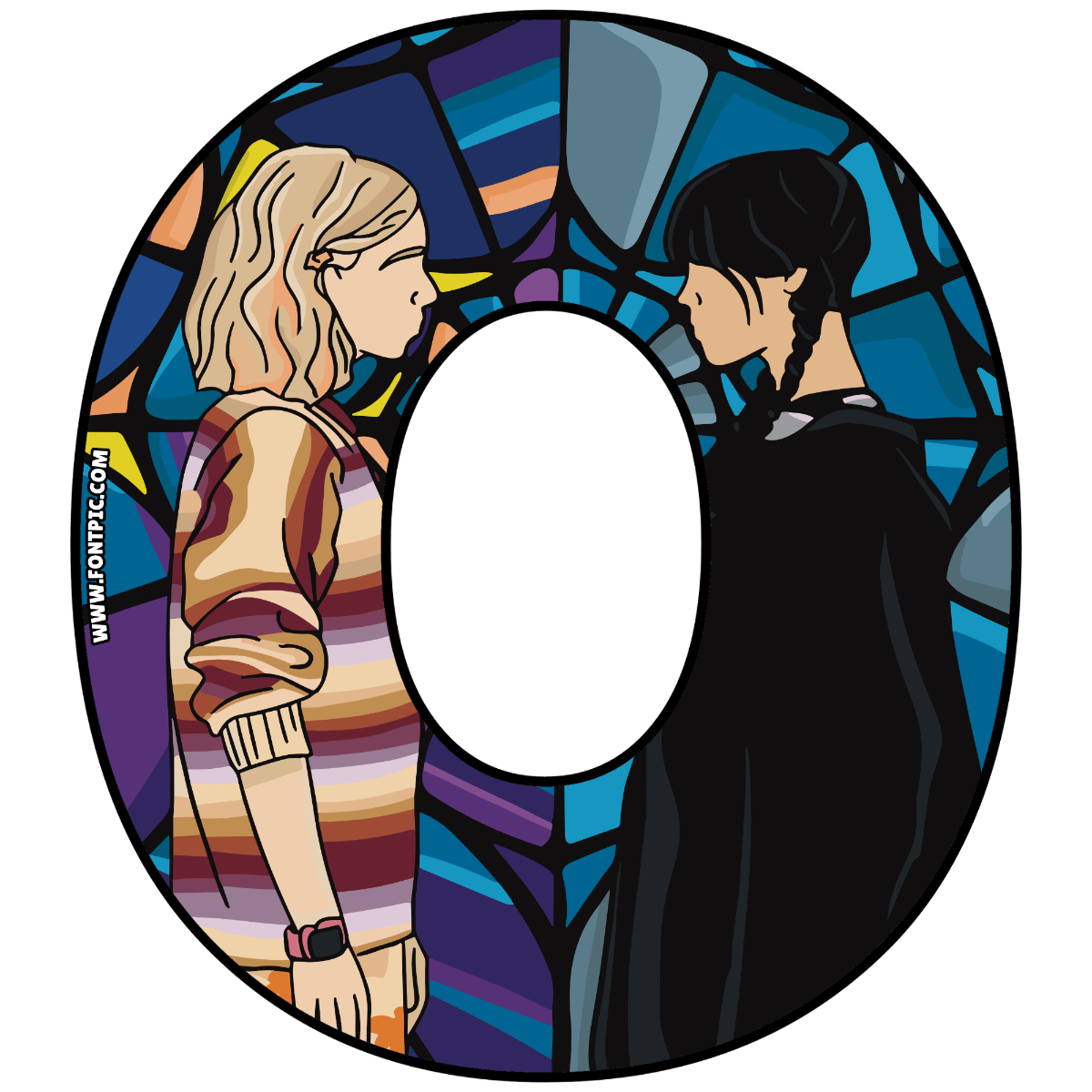 Wednesday Addams Letter O - FontPic.com