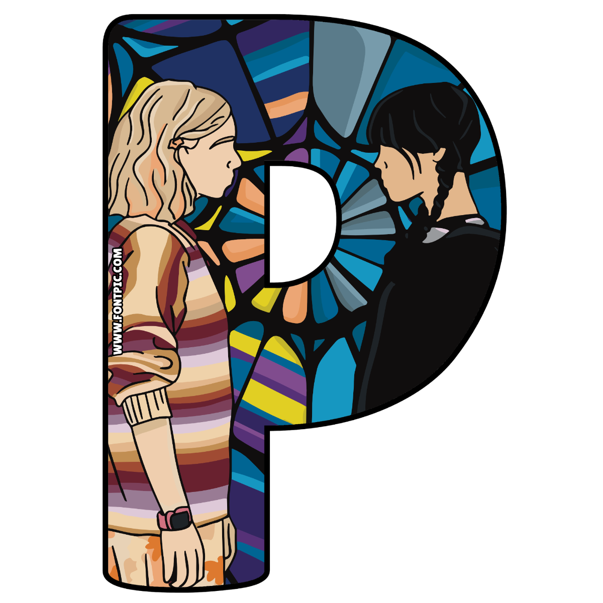 Wednesday Addams Letter P - FontPic.com