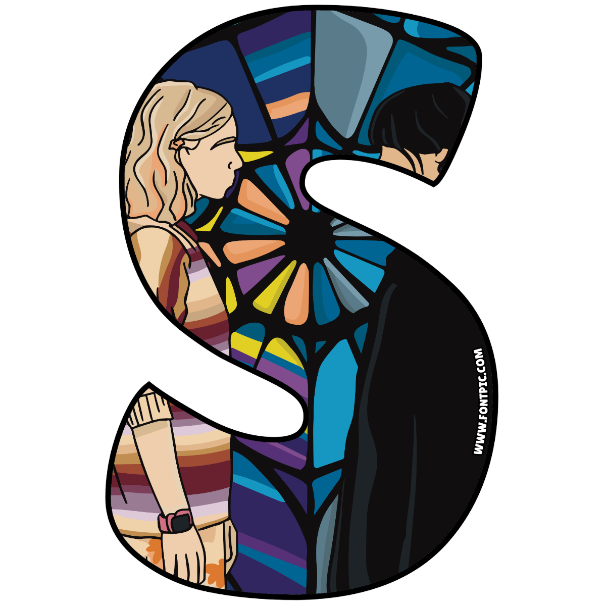 Wednesday Addams Letter S - FontPic.com