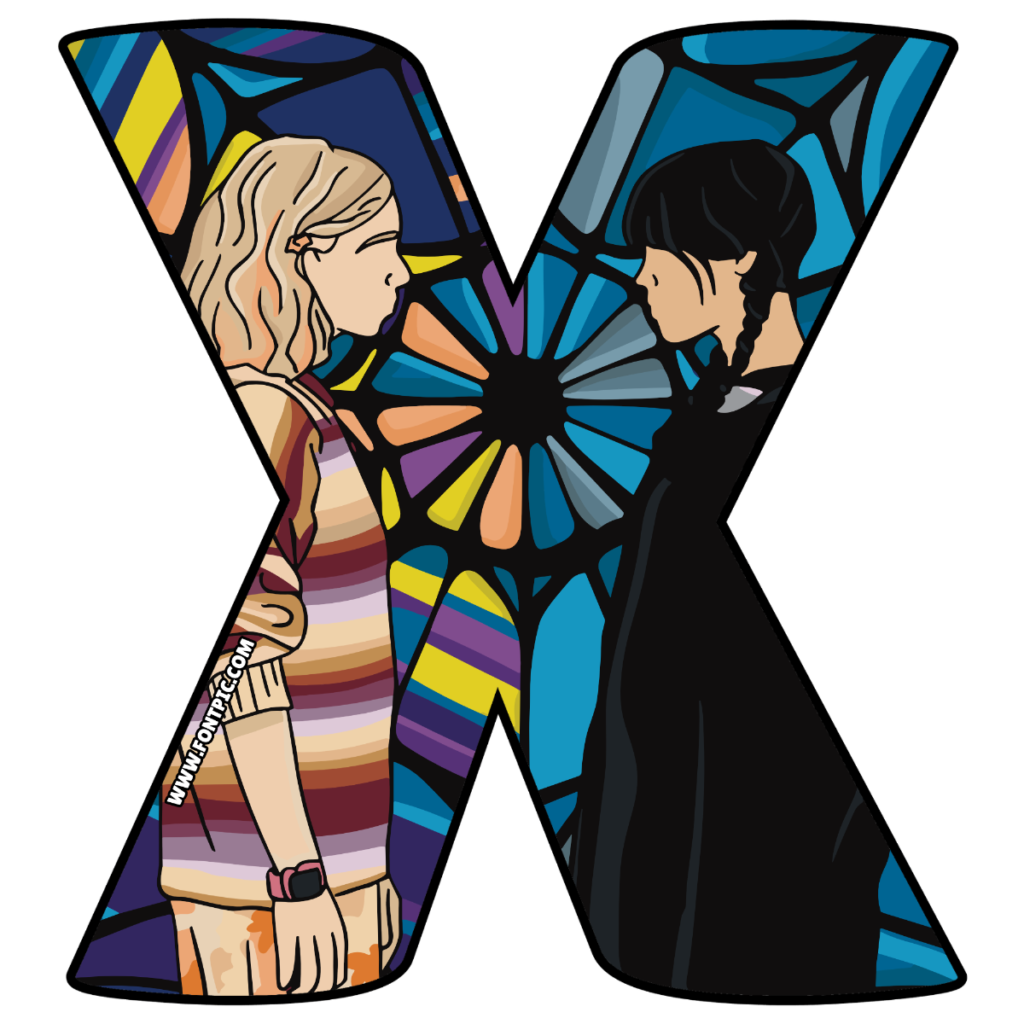 Wednesday Addams Letter X - FontPic.com