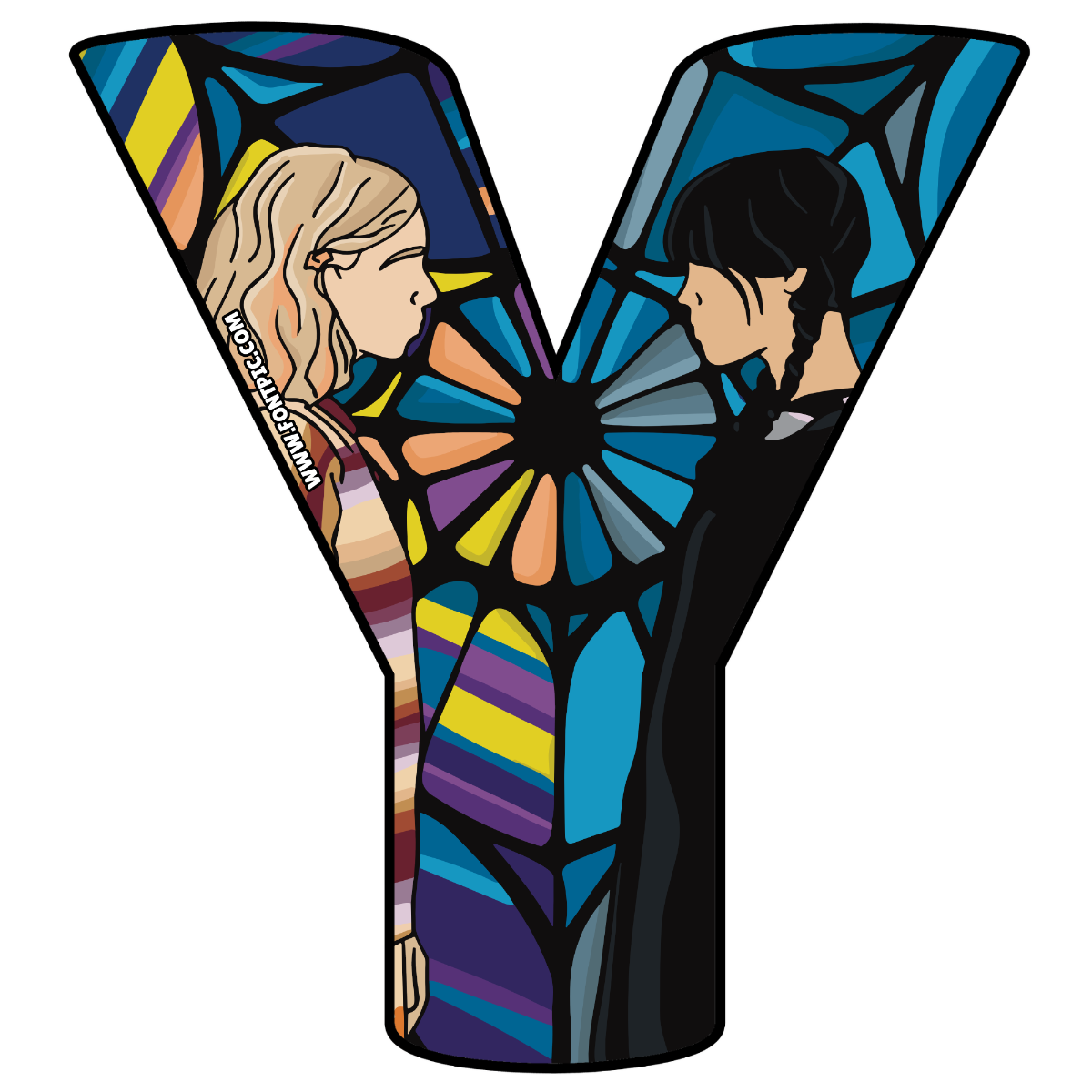 Wednesday Addams Letter Y - FontPic.com