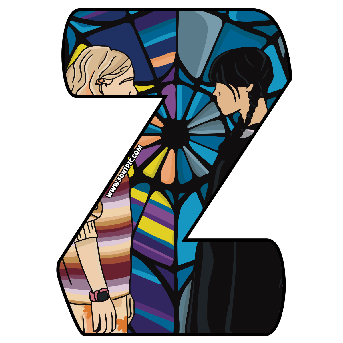 Wednesday Addams Letter Z - FontPic.com